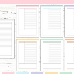 Colored Notes Pages Planner Template: A4, A5, US Letter (digital ...