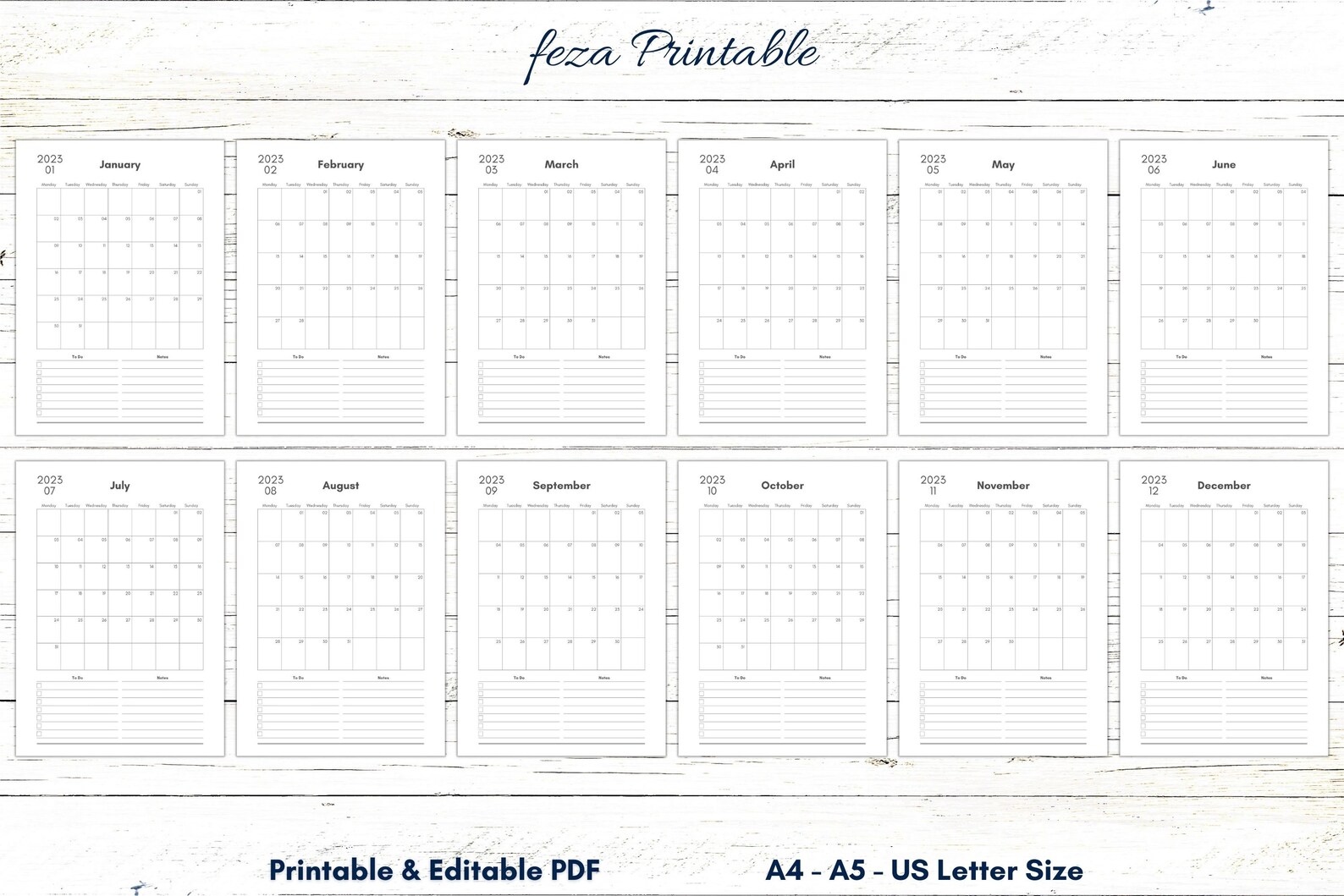 2023 Editable Calendar, Fillable 2023 Calendar, 2023 Monthly Calendar ...