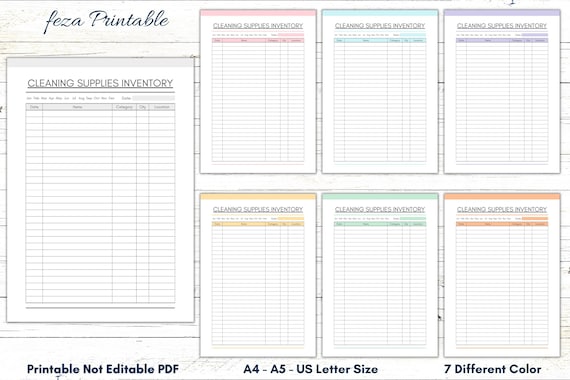 Cleaning Supplies Inventory Cleaning Supply Sheet Toiletries - Etsy
