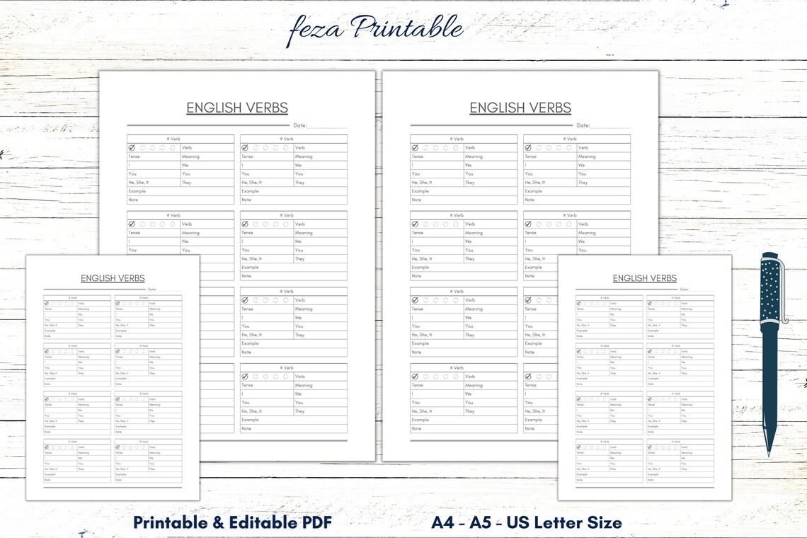 Editable English Verbs Worksheet, English Verbs Practice Sheet ...