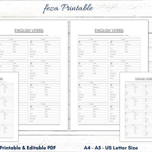 Editable English Verbs Worksheet, English Verbs Practice Sheet ...