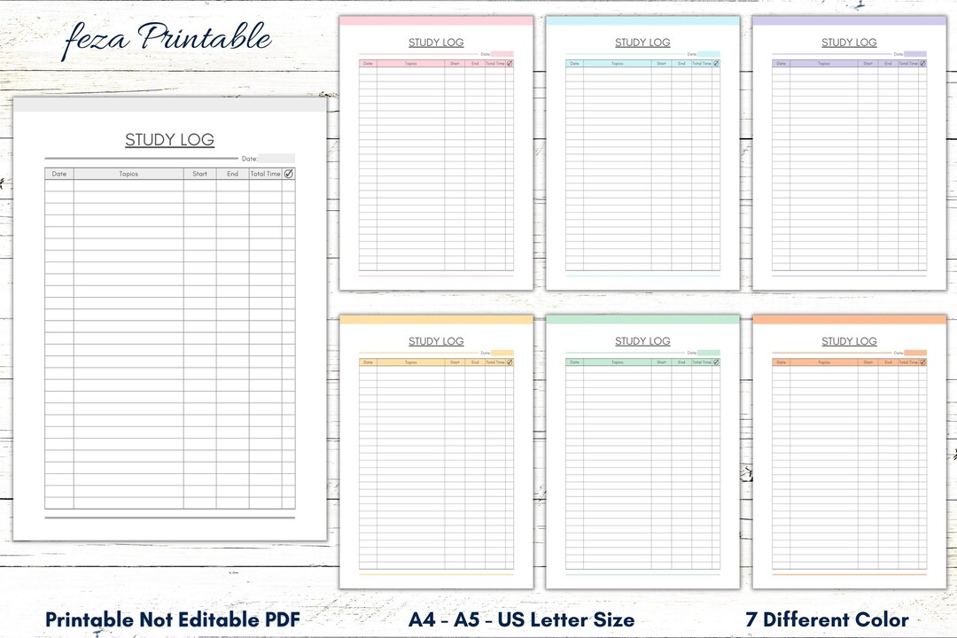 Printable Study Log, Study Tracker, Study Planner, Study Planner ...