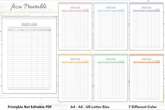 Printable Study Log Study Tracker Study Planner Study - Etsy