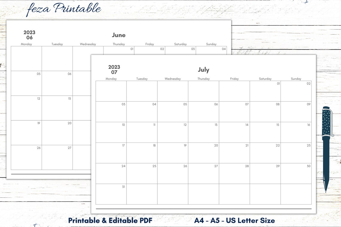 Editable 2023 Calendar Template, Minimalist Calendar Editable ...