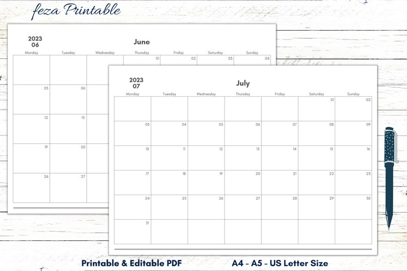 Editable 2023 Calendar Template, Minimalist Calendar Editable ...
