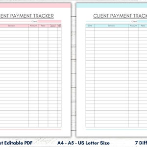 Printable Client Payment Tracker, Payment History, Client Payment Log ...