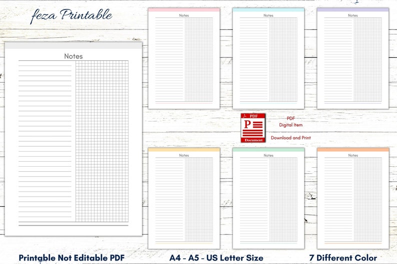 Printable Lined and Grid Note Pages Template, Lined Grid Note Page ...