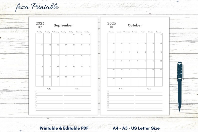 2023 Editable Calendar, Fillable 2023 Calendar, 2023 Monthly Calendar ...