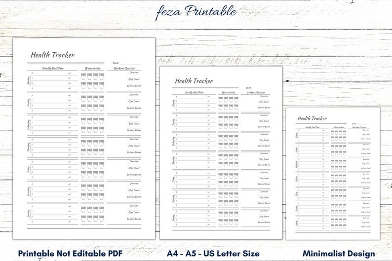 Health Tracker Printable, Health Planner, Wellness Log, Health Journal ...