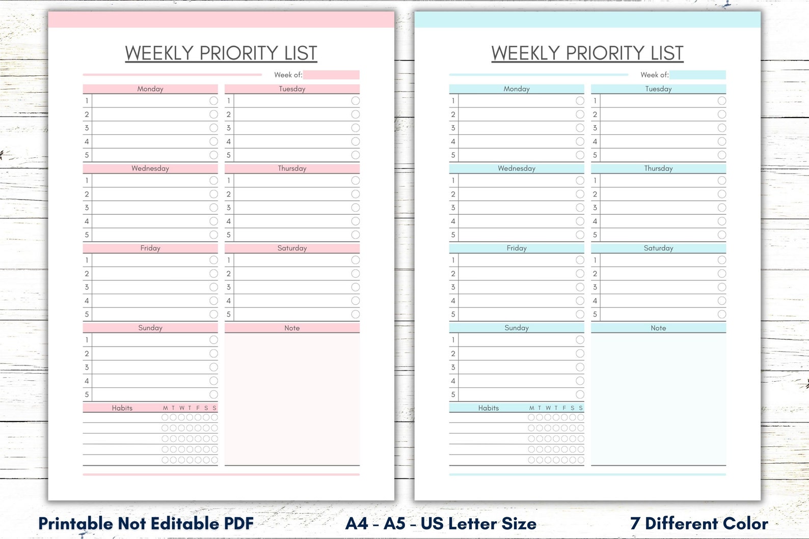 Printable Priority List, Printable Weekly Priorities, Printable ...