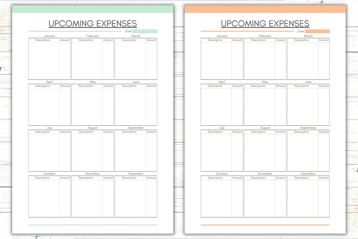Printable Upcoming Expenses Planner, PDF Upcoming Expense Tracker, PDF ...