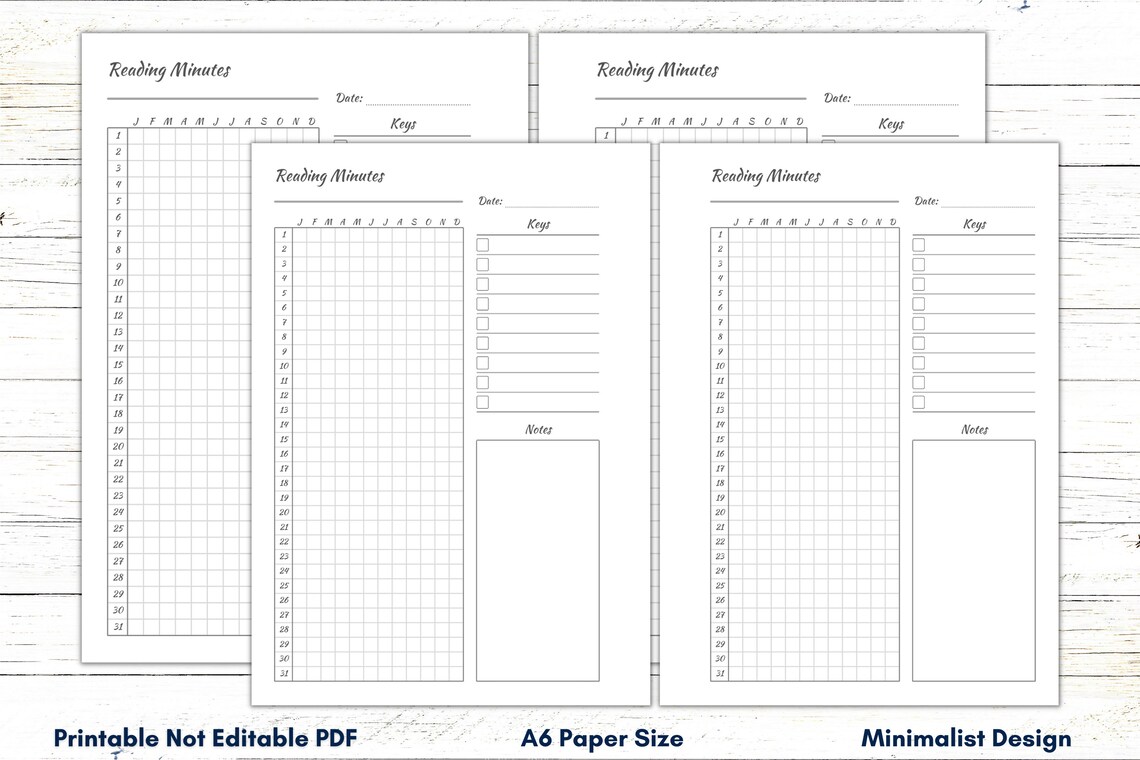 A6 Book Reading Minutes Tracker Printable, Reading Journal, A6 Reading ...