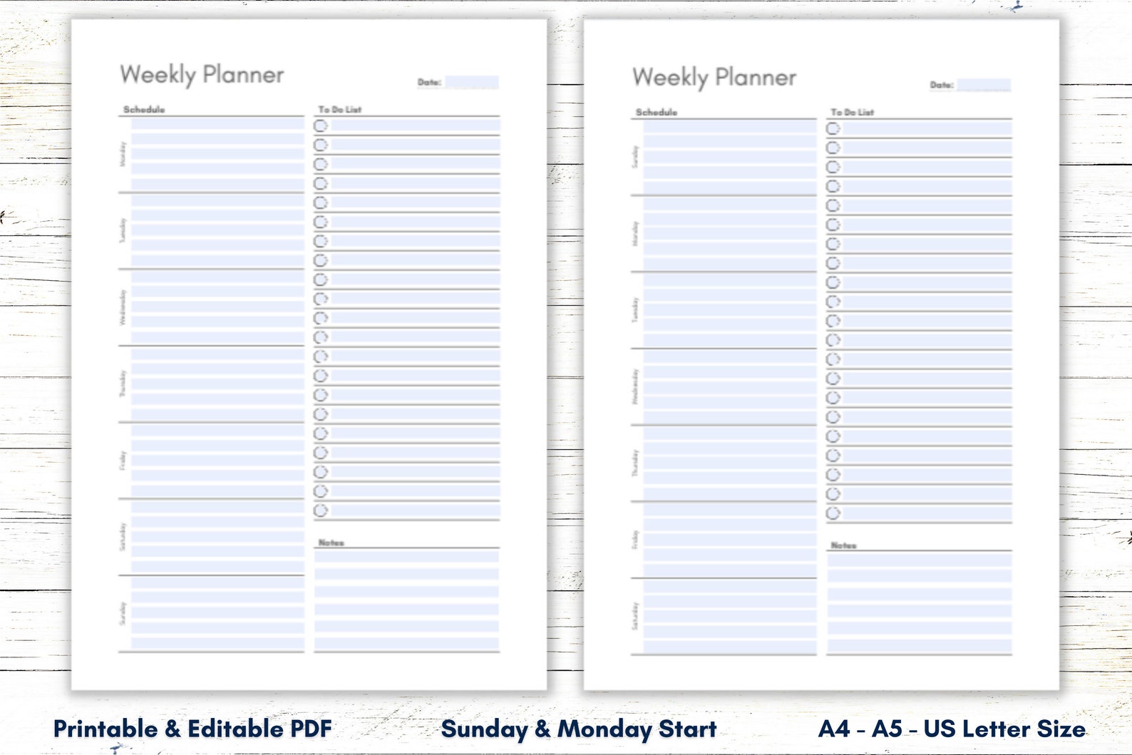 Weekly Planner Printable Fillable Editable Weekly Planner - Etsy