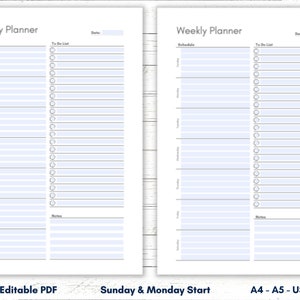 Weekly Planner Printable Fillable Editable, Weekly Planner Template ...