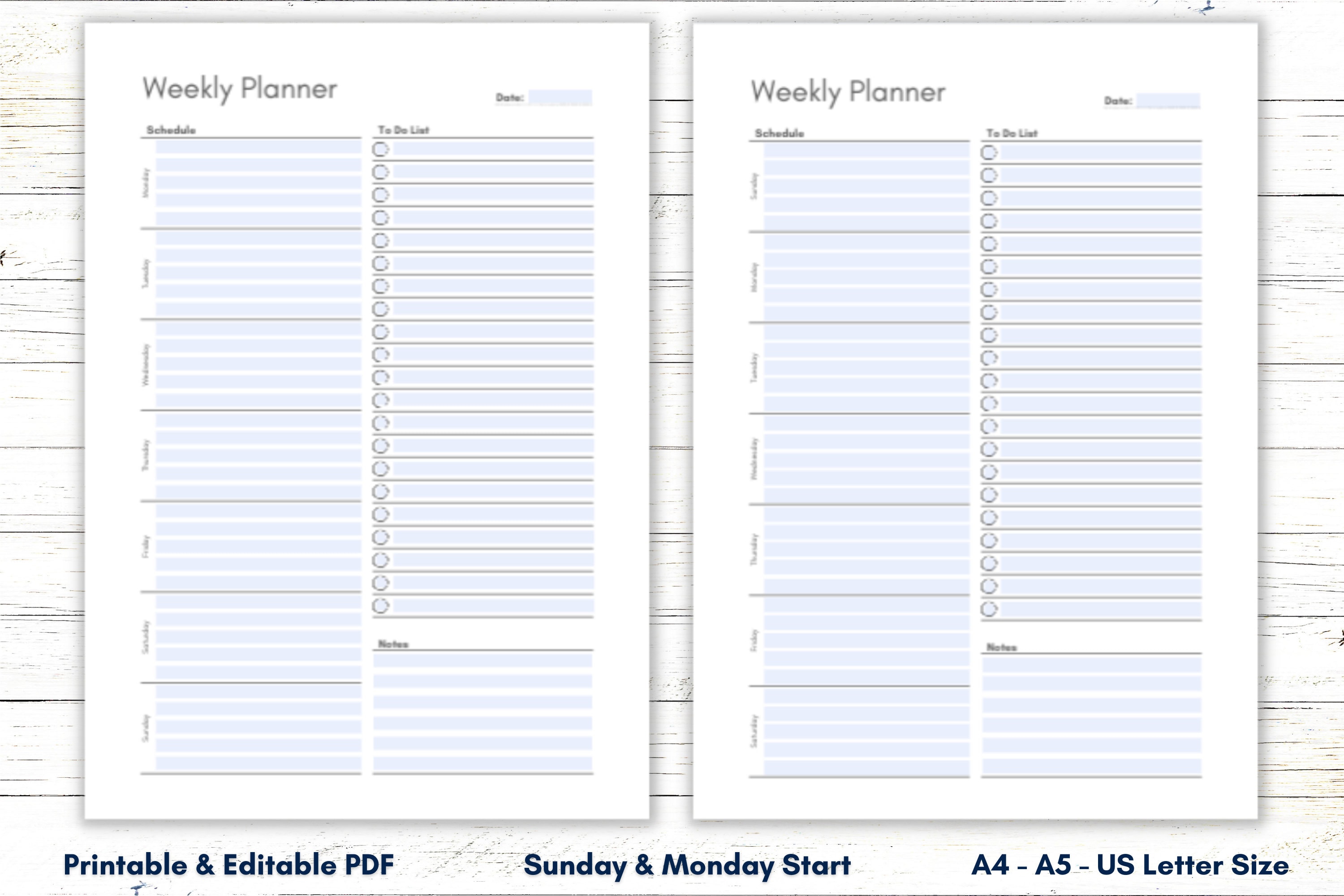 Weekly Planner Printable Fillable Editable Weekly Planner - Etsy