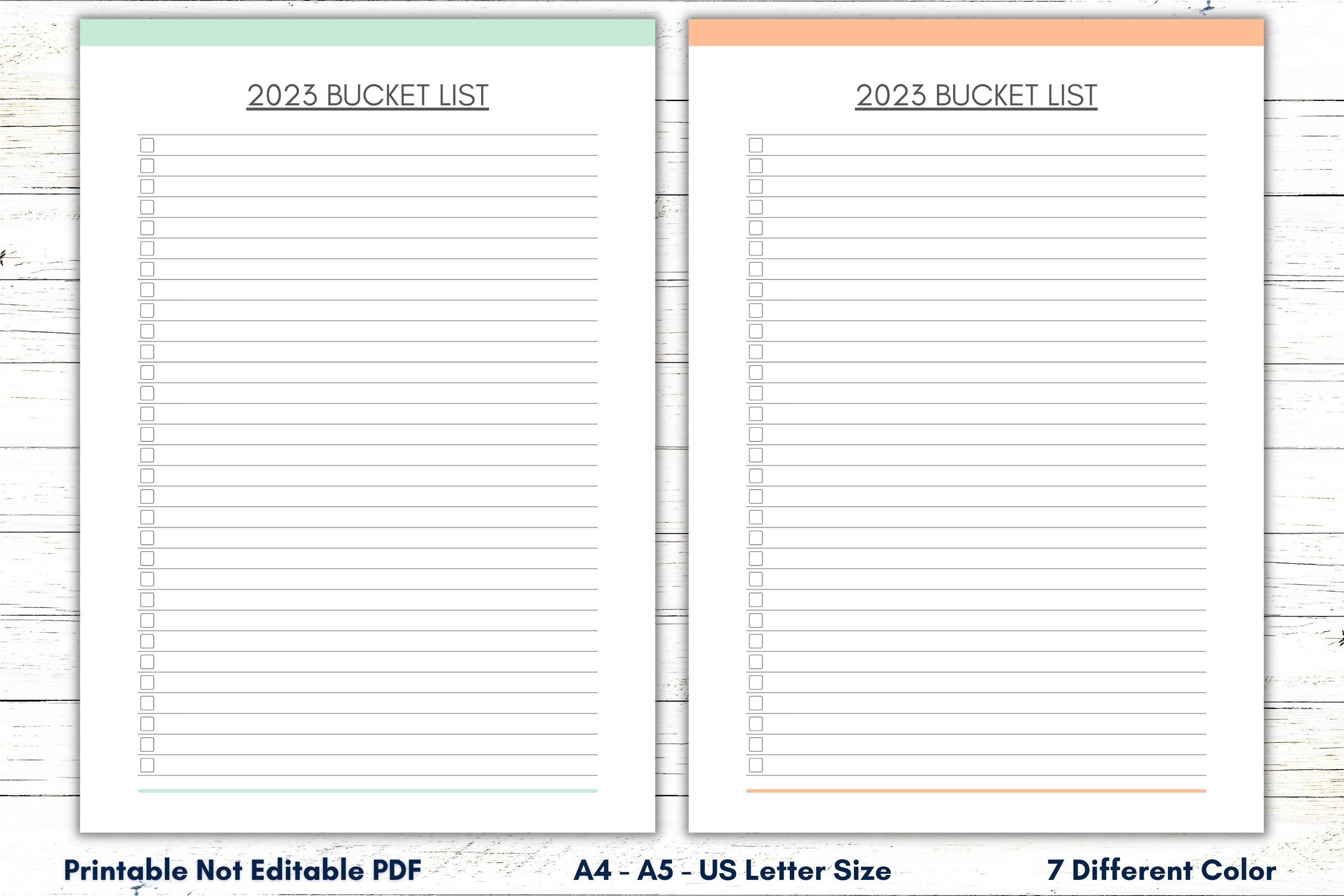 2023 Bucket List Printable Template, 2023 Goals Planner, 2023 Calendar ...