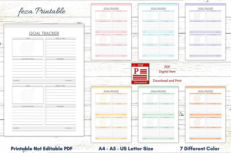 Printable Goal Tracker, Printable Goal Planner, Printable Goal Tracking ...