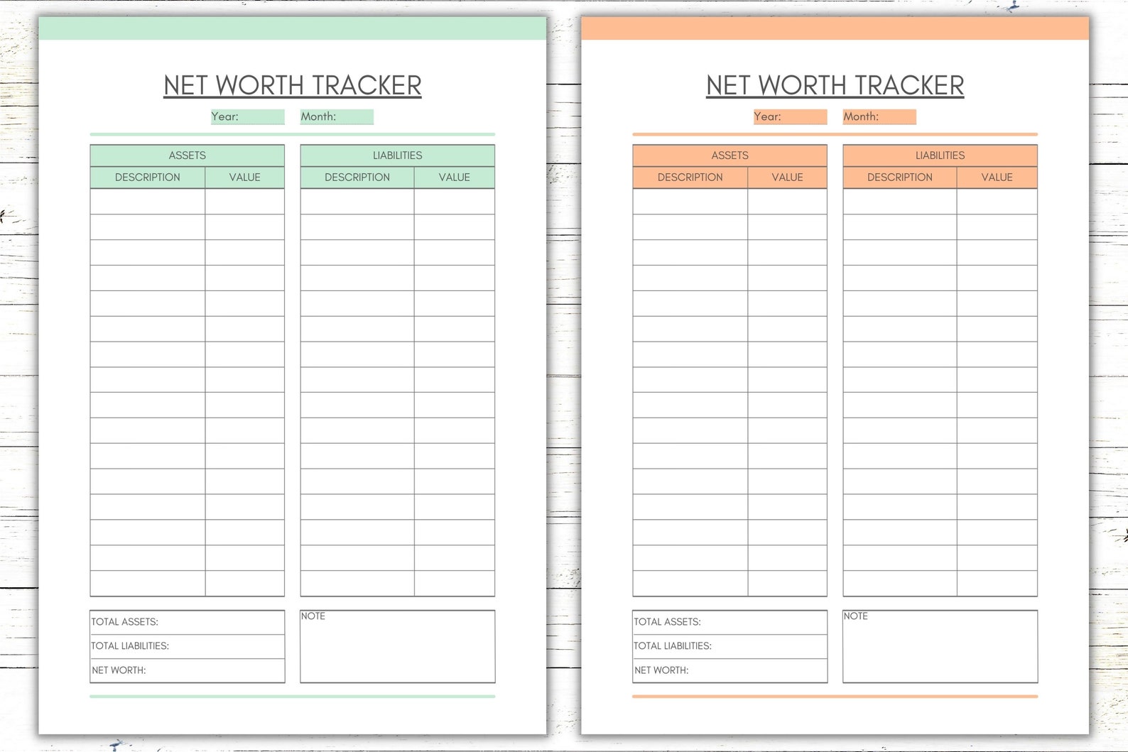 Printable Net Worth Tracker, Net Worth Planner, Net Worth Sheet ...