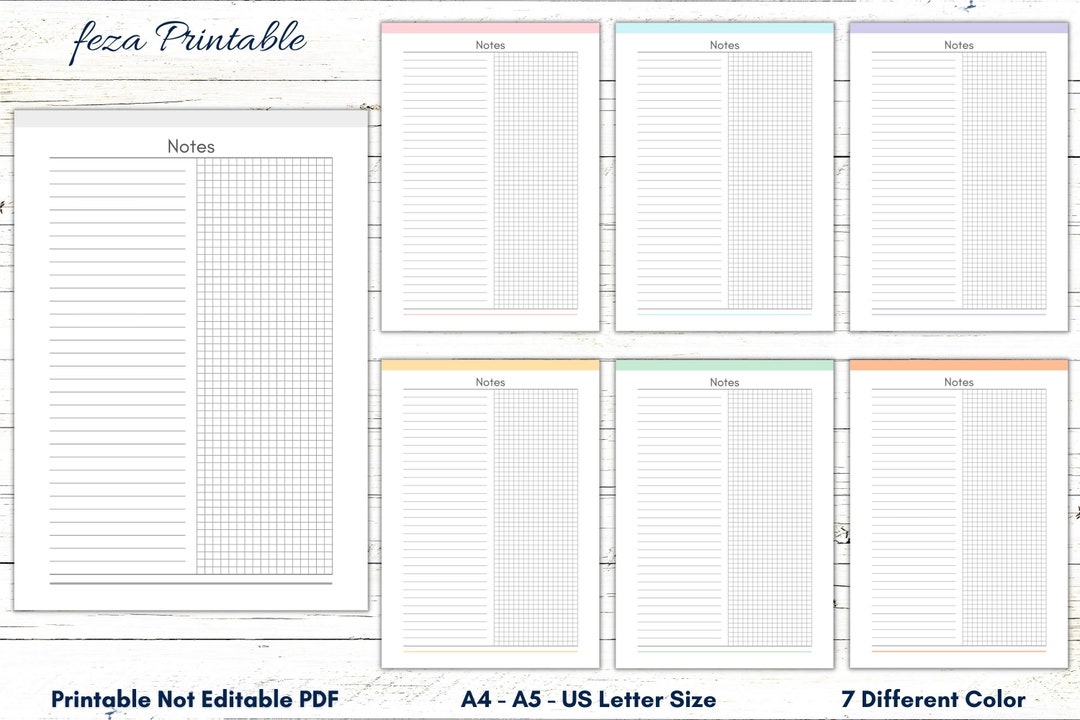 Printable Lined and Grid Note Pages Template, Lined Grid Note Page ...