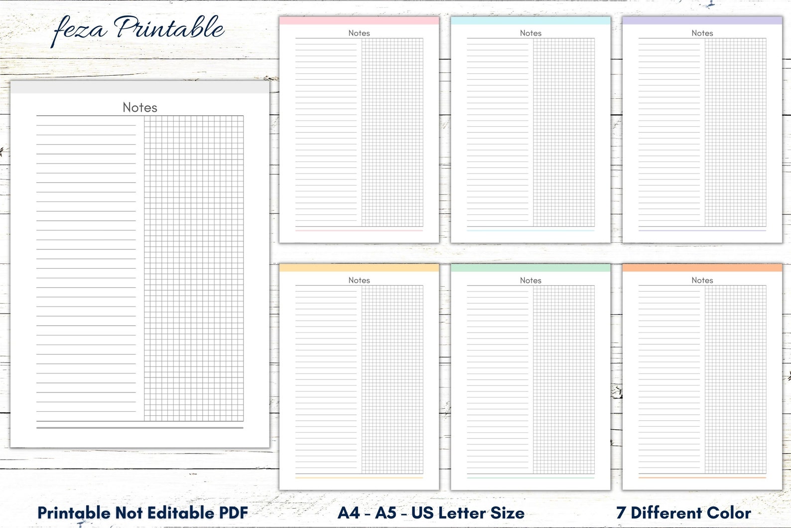 Printable Lined and Grid Note Pages Template, Lined Grid Note Page ...