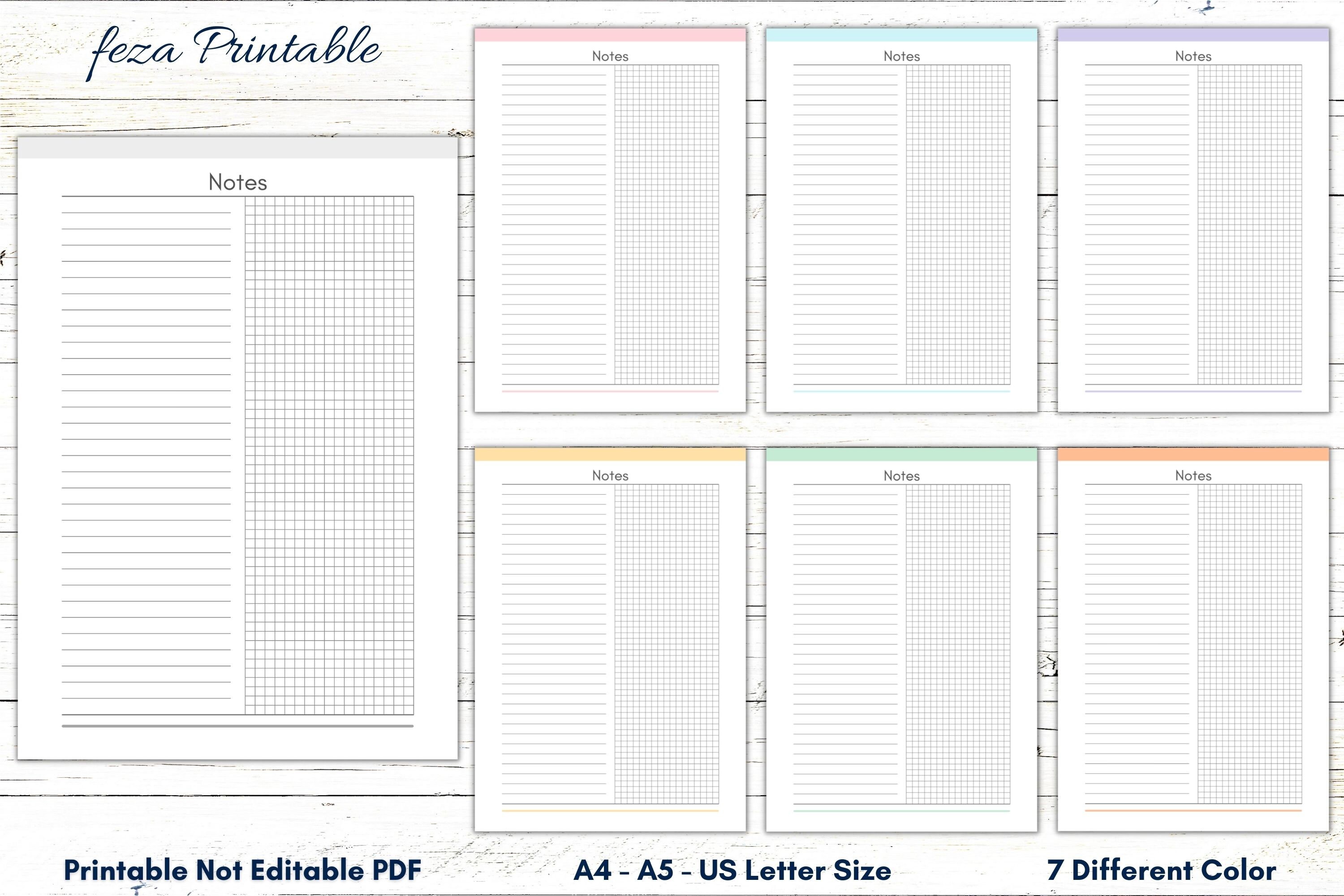 Printable Lined and Grid Note Pages Template, Lined Grid Note Page ...