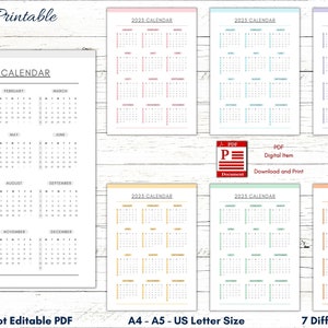 2023 Year Calendar Printable, Yearly Calendar Sheet, 2023 Calendar ...