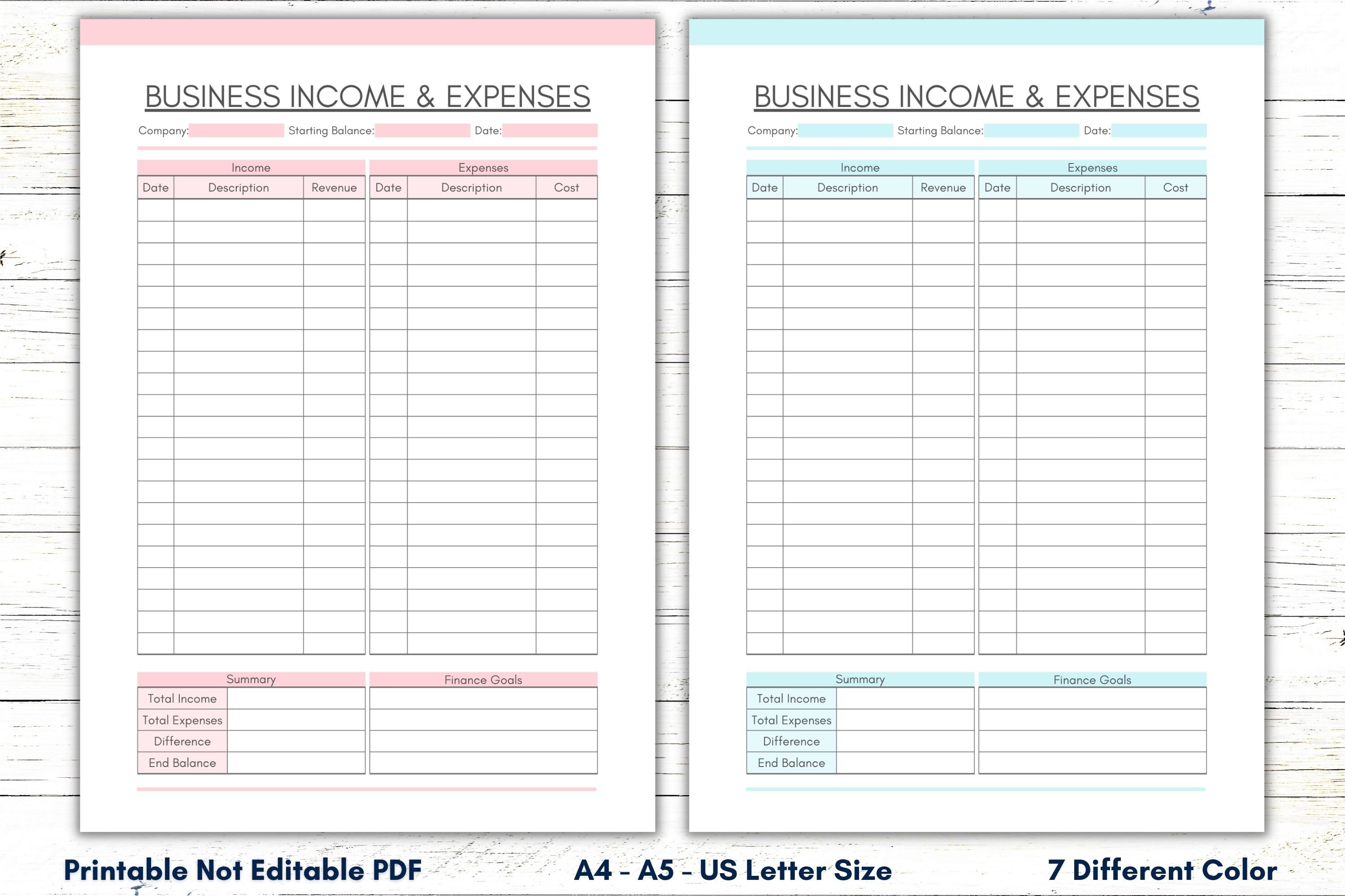 Printable Business Income and Expense Tracker (PDF) - Etsy