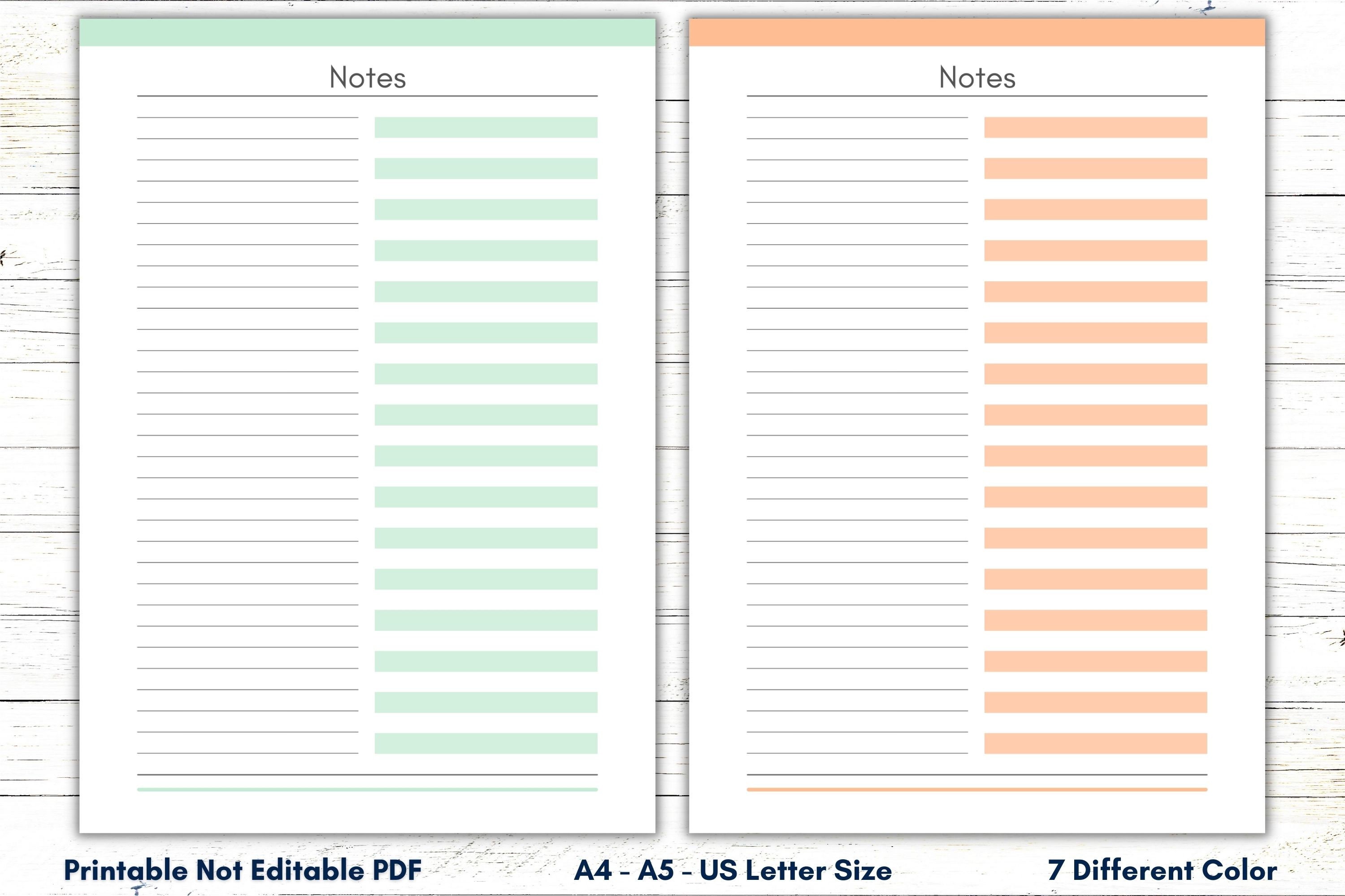 Printable 2 Column Note Pages, Note Sheet Template, Writing Paper ...