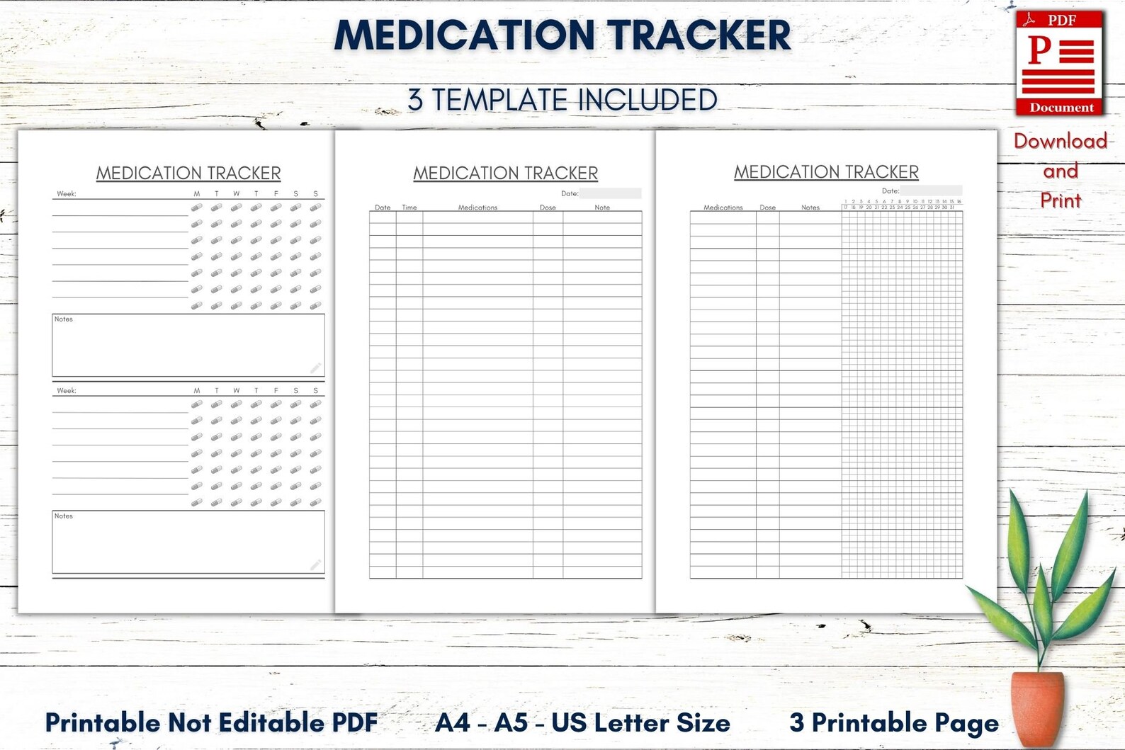 Printable Medication Tracker Printable Meds Log Printable - Etsy