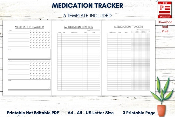Printable Medication Tracker Printable Meds Log Printable - Etsy