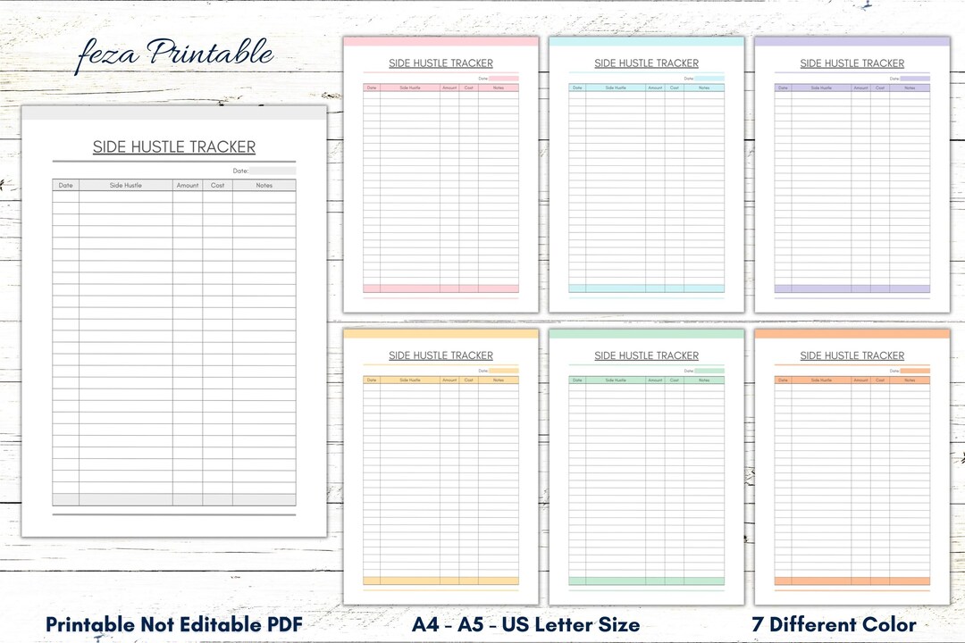 Printable Side Hustle Tracker, PDF Side Job Income, PDF Income Tracker ...