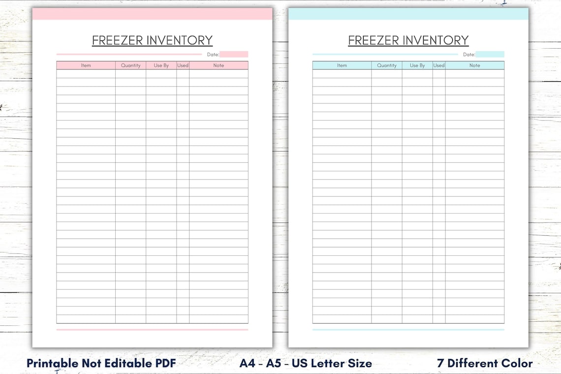 Printable Freezer Inventory, Freezer List, Freezer Inventory Template ...