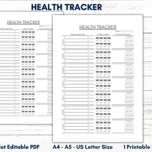 Printable Health Tracker Printable Health Planner Food - Etsy