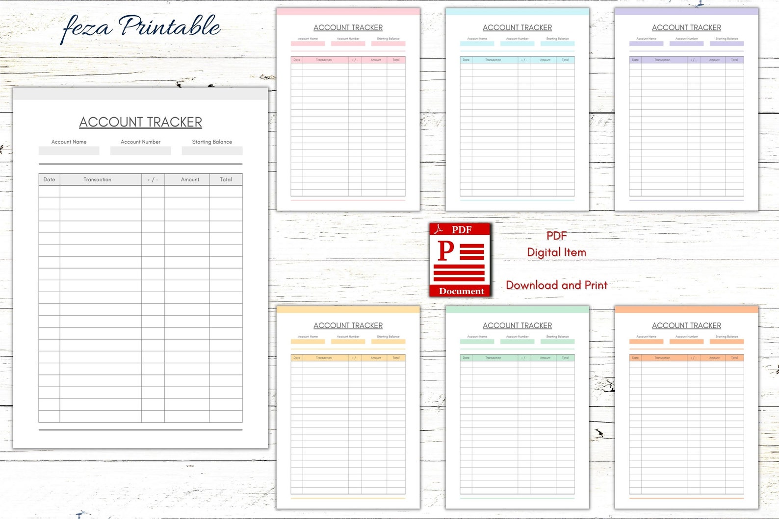 Printable Account Tracker, Account Tracking, Printable Account Checking ...