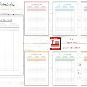 Printable Account Tracker, Account Tracking, Printable Account Checking ...
