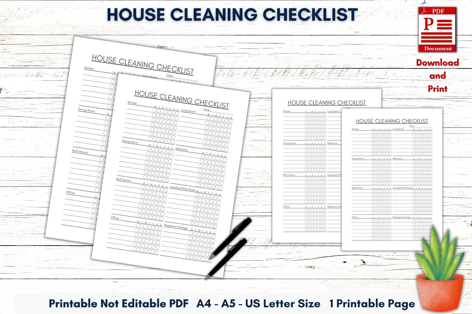 Printable House Cleaning Checklist PDF Checklist Template | Etsy Canada