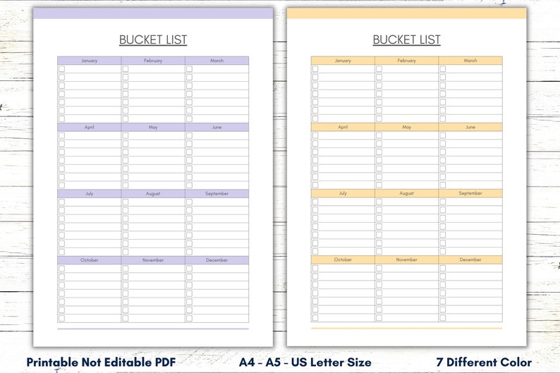 Bucket List Printable Template, Bucket List Sheet, Bucket List Bullet ...