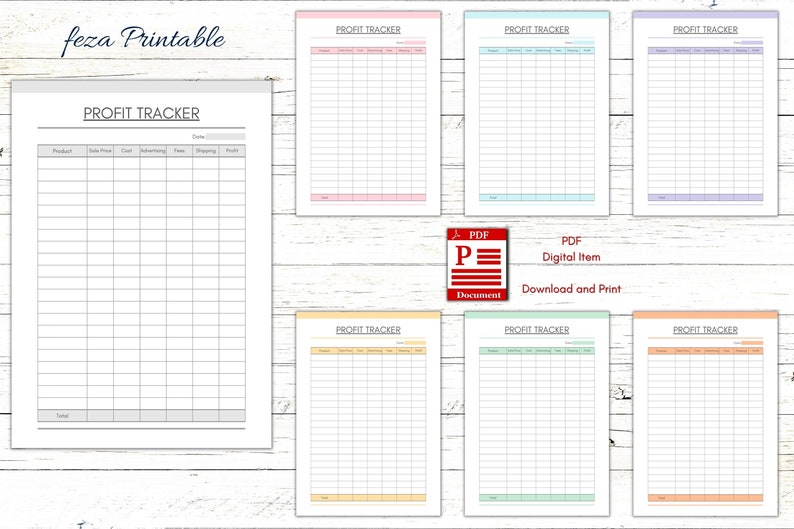 Printable Profit Tracker, Printable Profit Log, Printable Profit ...