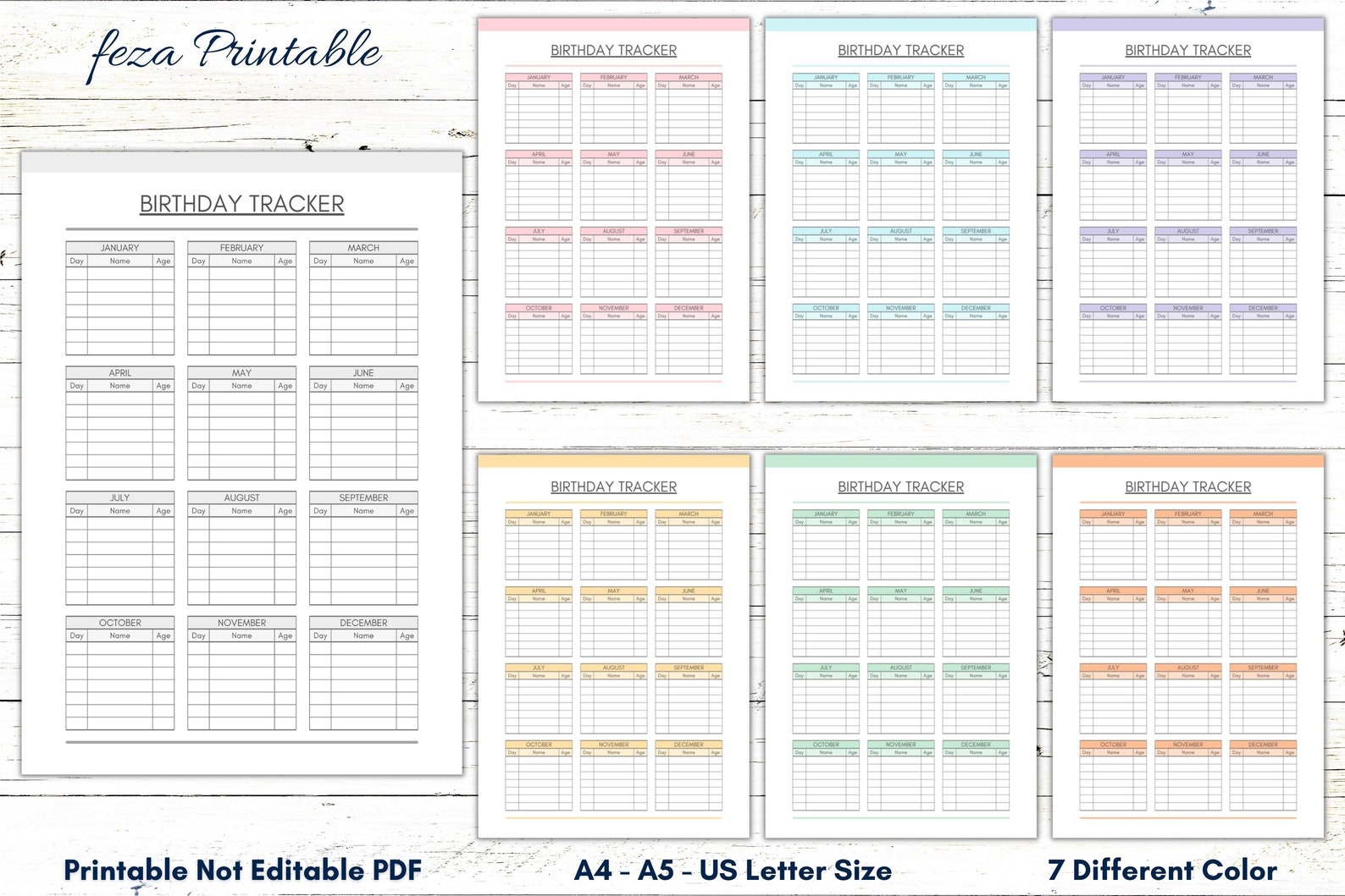 Printable Birthday Tracker, Birthday List Template, Birthday Planner ...