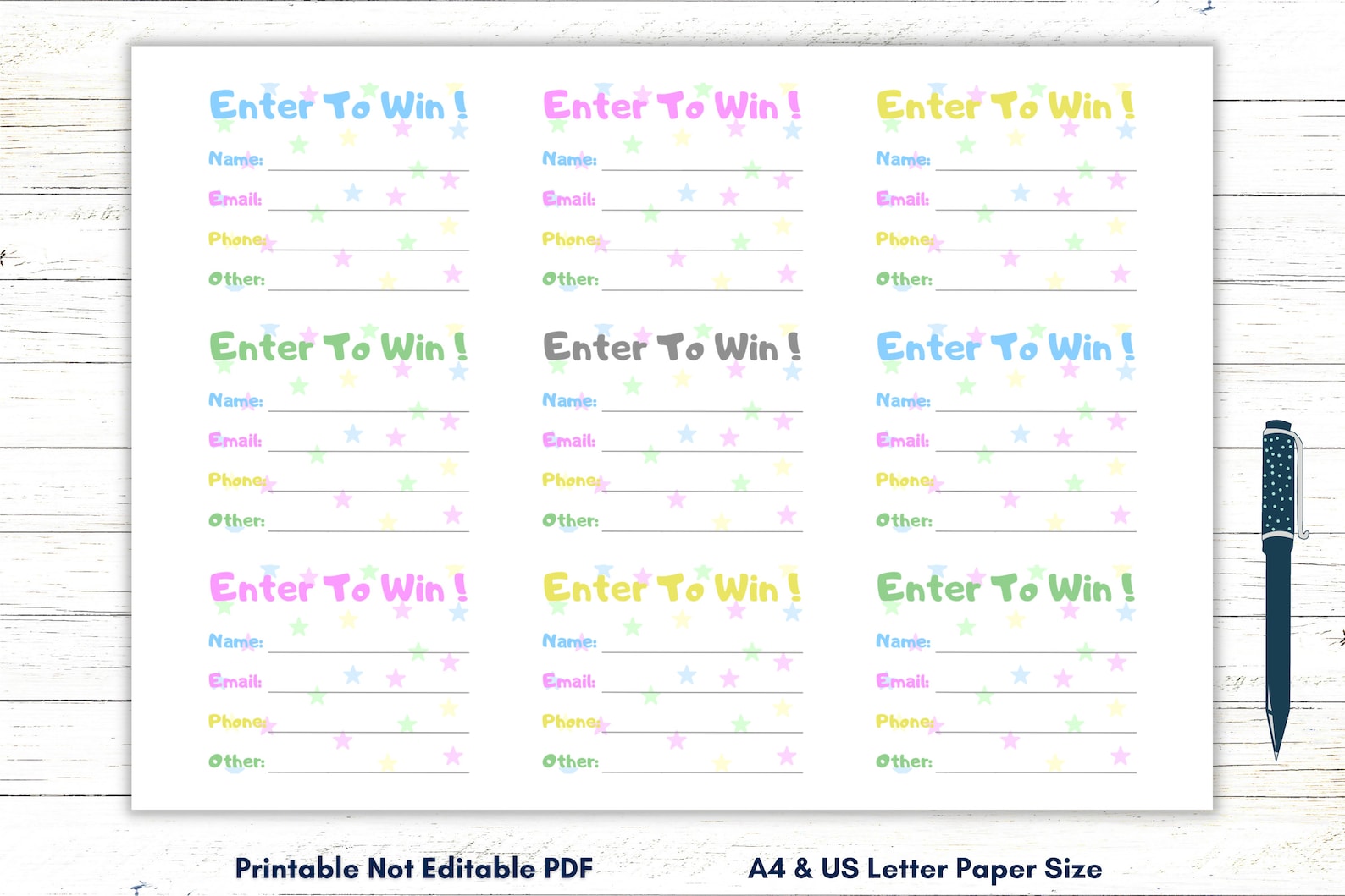 Raffle Ticket Printable, Raffle Ticket Template, Enter to Win Template ...