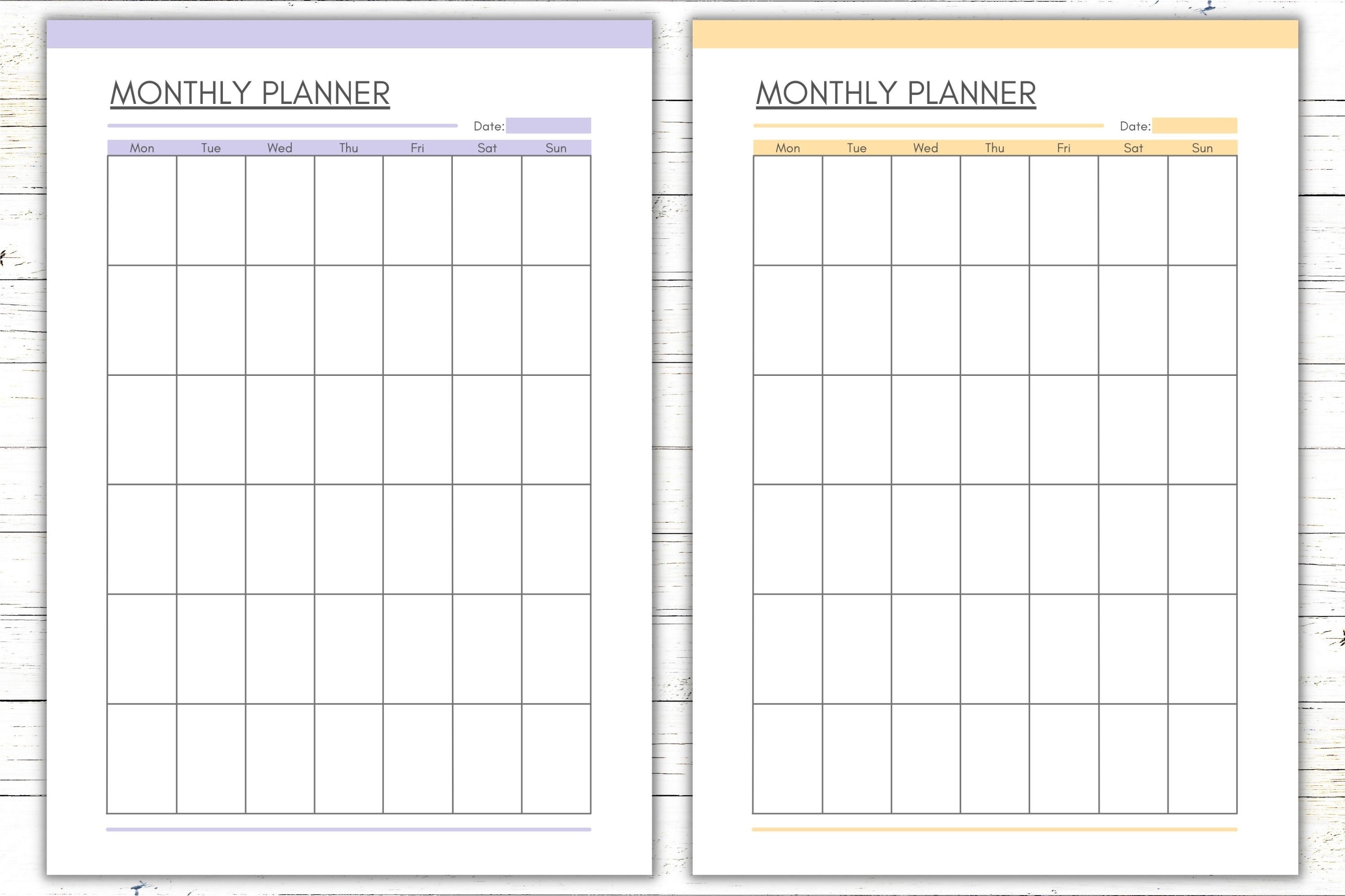 Printable Monthly Planner, PDF Monthly Calendar, PDF Monthly Organizer ...