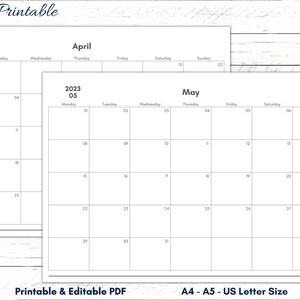 Editable 2023 Calendar Template, Minimalist Calendar Editable ...