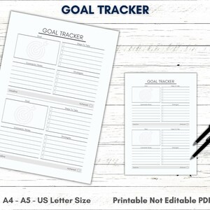 Printable Goal Tracker Printable Goal Planner Printable Goal | Etsy