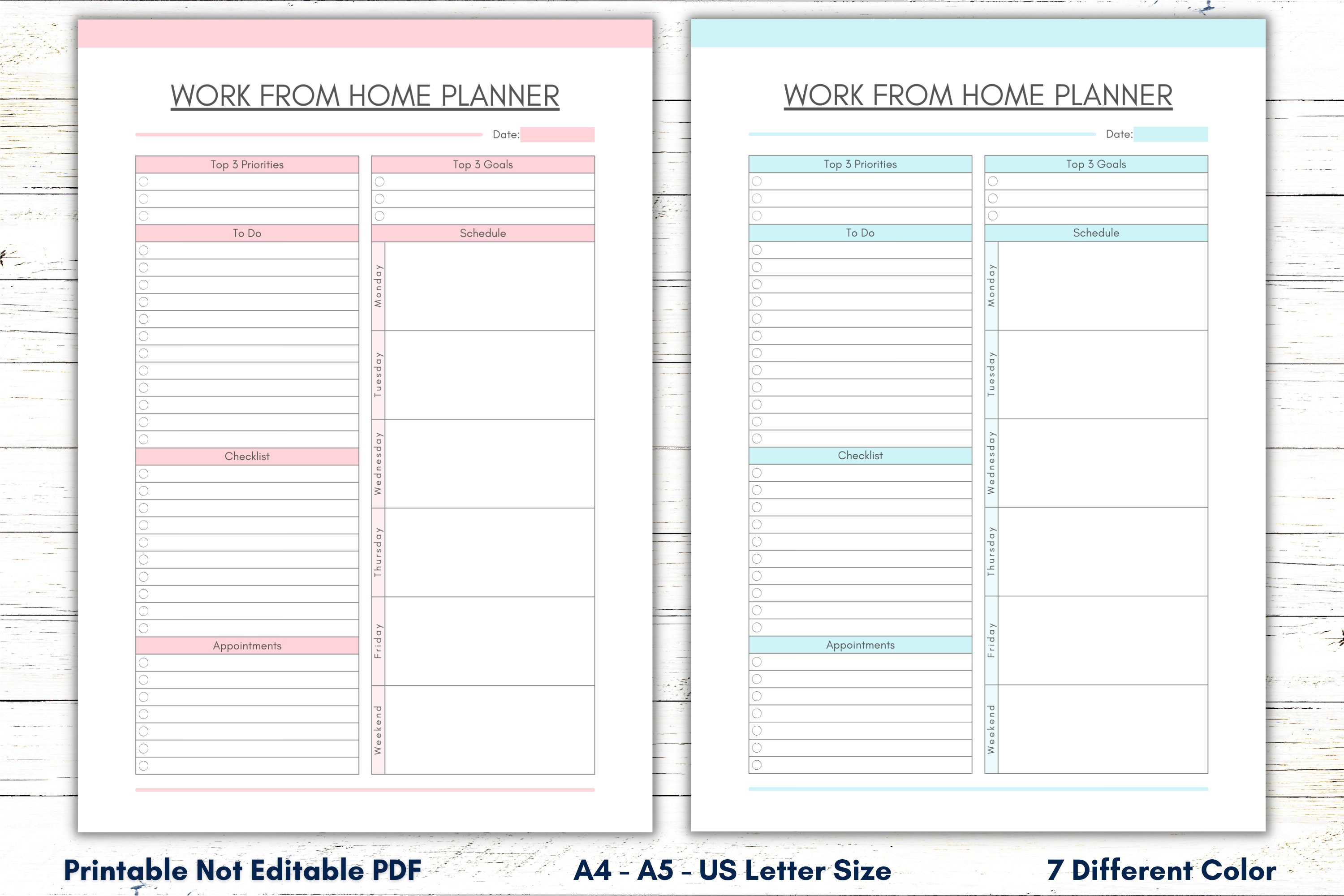 Work From Home Weekly Planner Printable Template, Working to Do List ...
