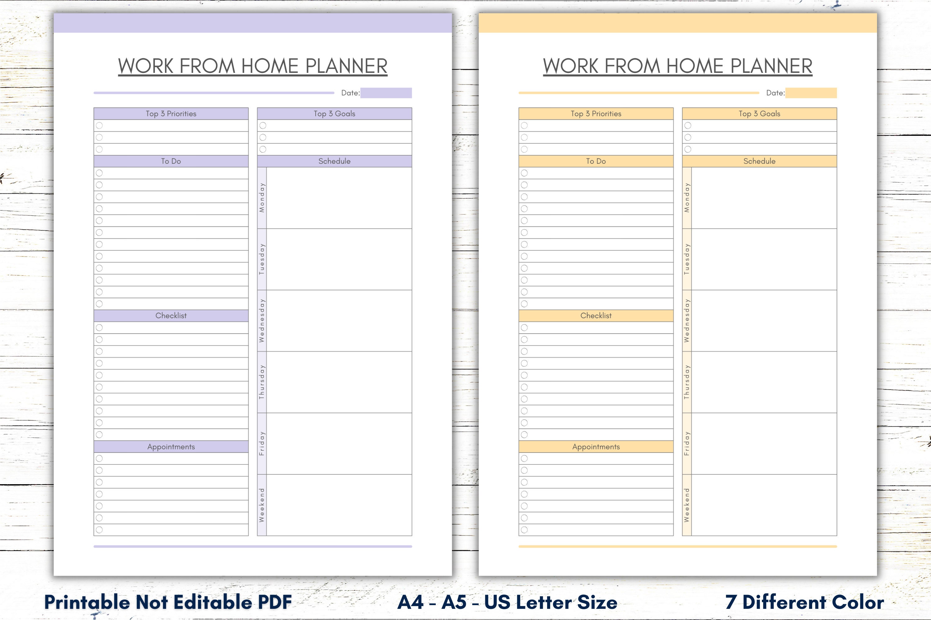 Work From Home Weekly Planner Printable Template, Working to Do List ...