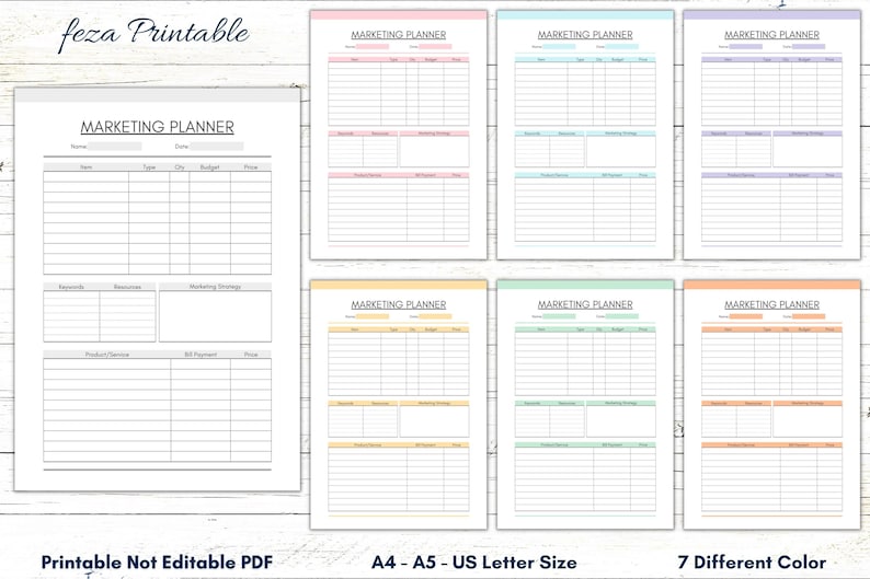 Printable Marketing Planner, Printable Marketing Template, Printable ...