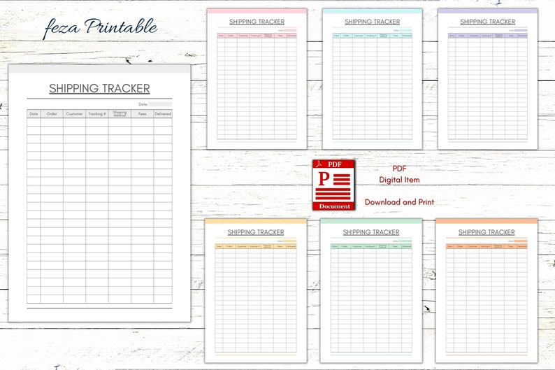 Printable Shipping Tracker, Printable Shipping Log, Printable Business ...