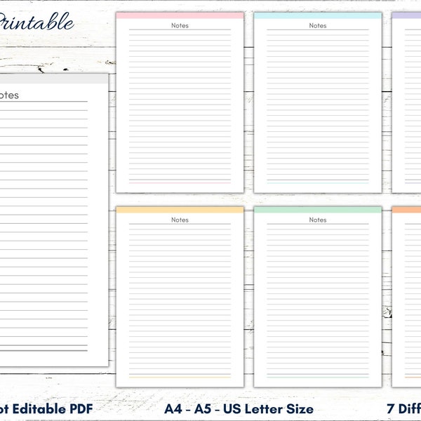 Lined Notes Sheet - Etsy
