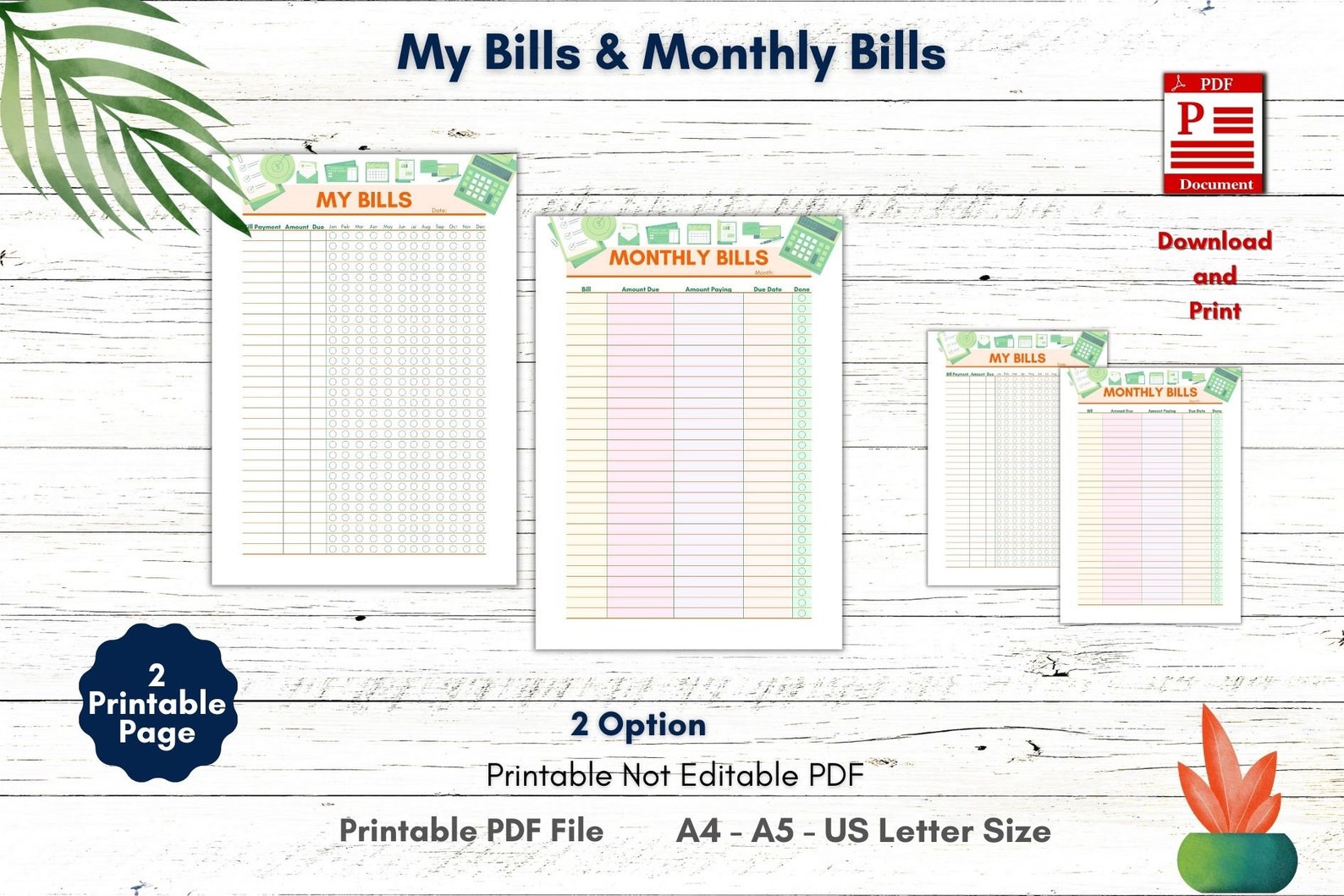Printable Bill Payment Sheet Monthly Bills Record Bill | Etsy