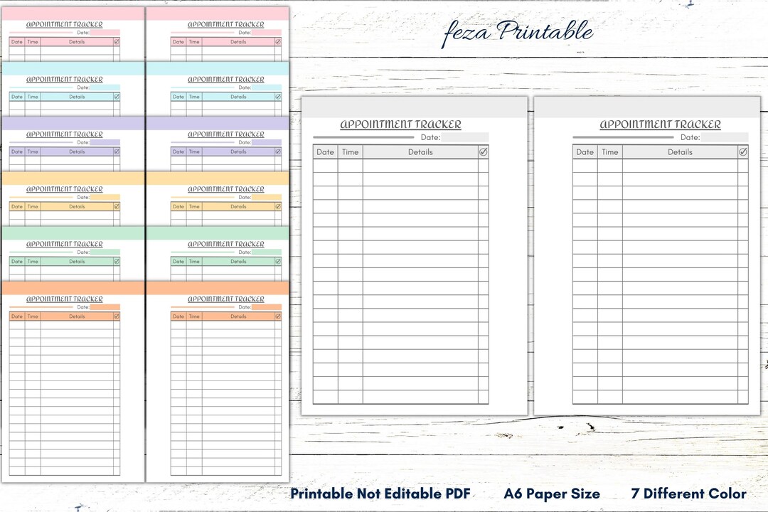 A6 Printable Appointment Tracker, A6 Appointment Planner, A6 ...